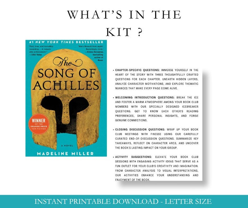 The Song of Achilles Digital Book Club Kit - Etsy