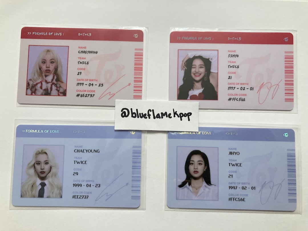 Official Twice Formula of Love Chaeyoung and Jihyo ID Cards - Etsy
