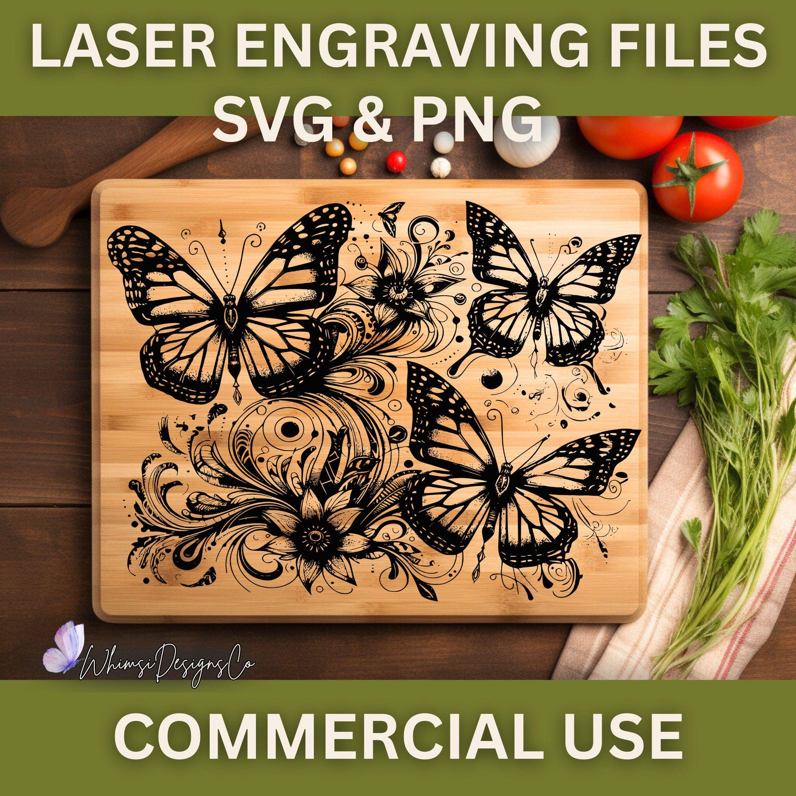Elegant Monarch Butterfly Line Art | Laser Engrave SVG for Cutting ...
