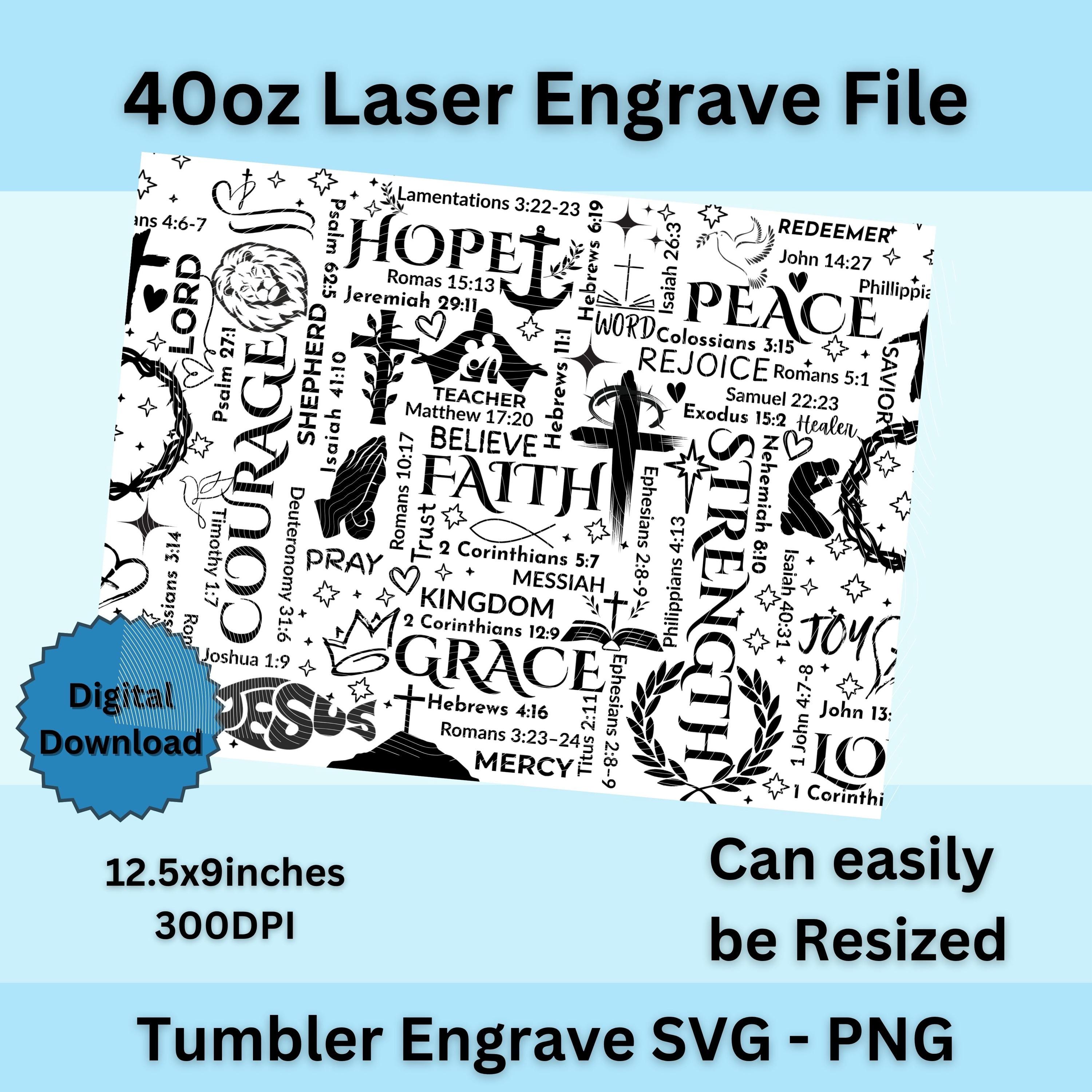 Christian Subway Word Art Laser Engrave 40oz Tumbler, Bible Verse SVG ...