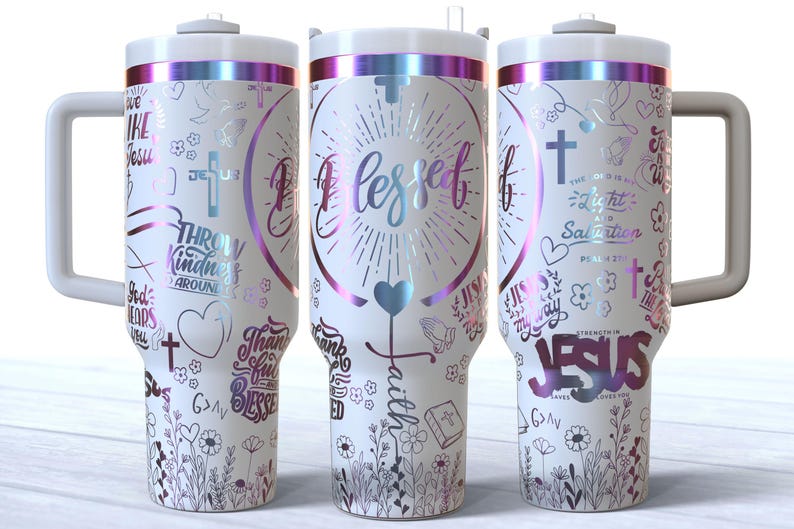 40oz Tumbler Blessed Christian Wrap SVG, Faith in the Lord Tumbler ...