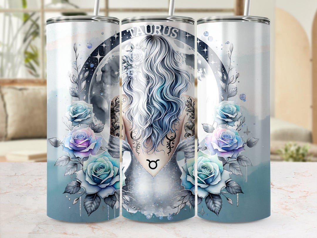 Taurus Zodiac Sign 20oz Skinny Tumbler Wrap PNG, Zodiac Sublimation ...