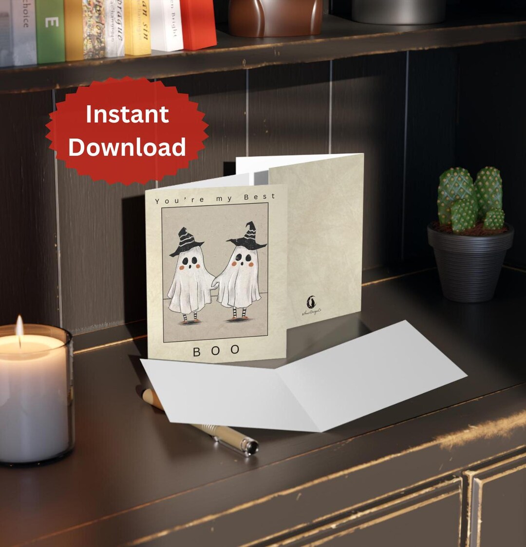 Digital Halloween Card, Cute Ghost Design, Best Boo Halloween Card ...