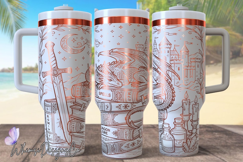 Fantasy Bookish Dragon 40oz Tumbler Laser Gravurdatei, Dragon Lore ...