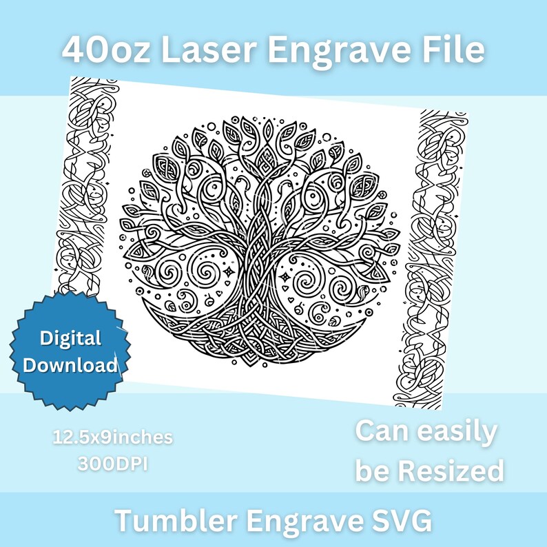 Tree of Life 40oz Tumbler Laser Engrave File, 40oz Quencher Celtic Tree ...