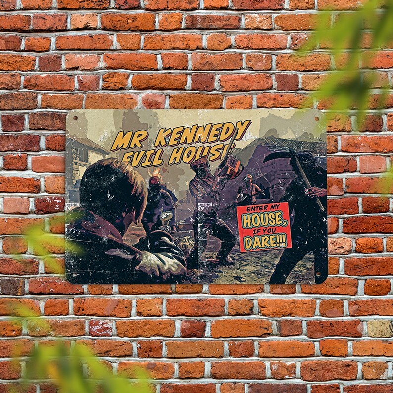 Retro Comic Book Style Resident Evil Metal Sign | Personalized Zombie ...