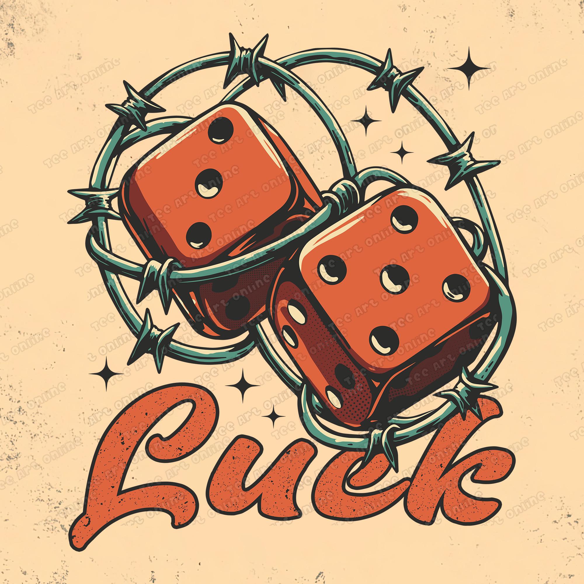 Retro Dice Design, Retro Luck PNG, Retro Cartoon Tshirt Sticker Design ...