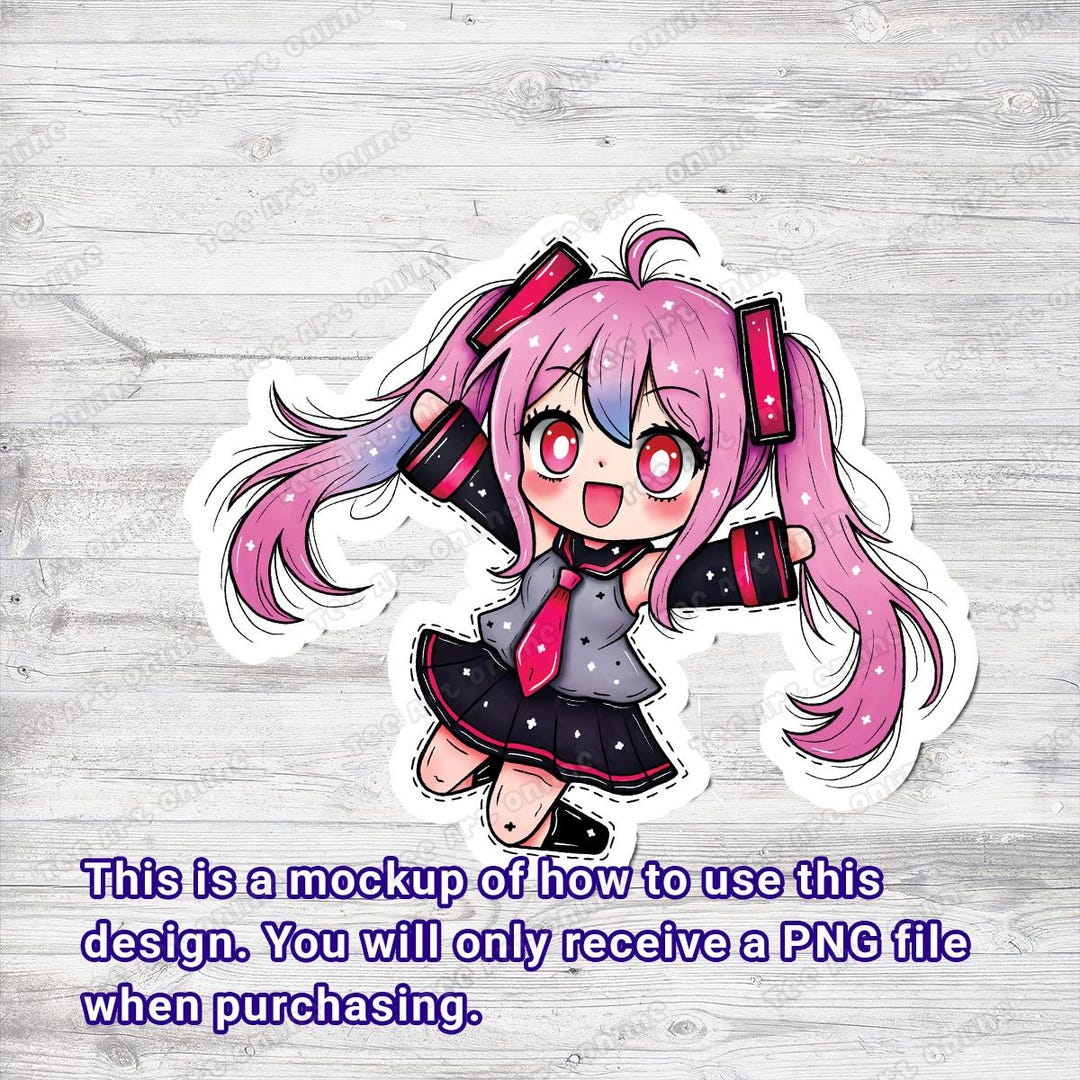 Sakura Miku Chibi Design, Pink Miku PNG, Cute Miku Sticker Design ...