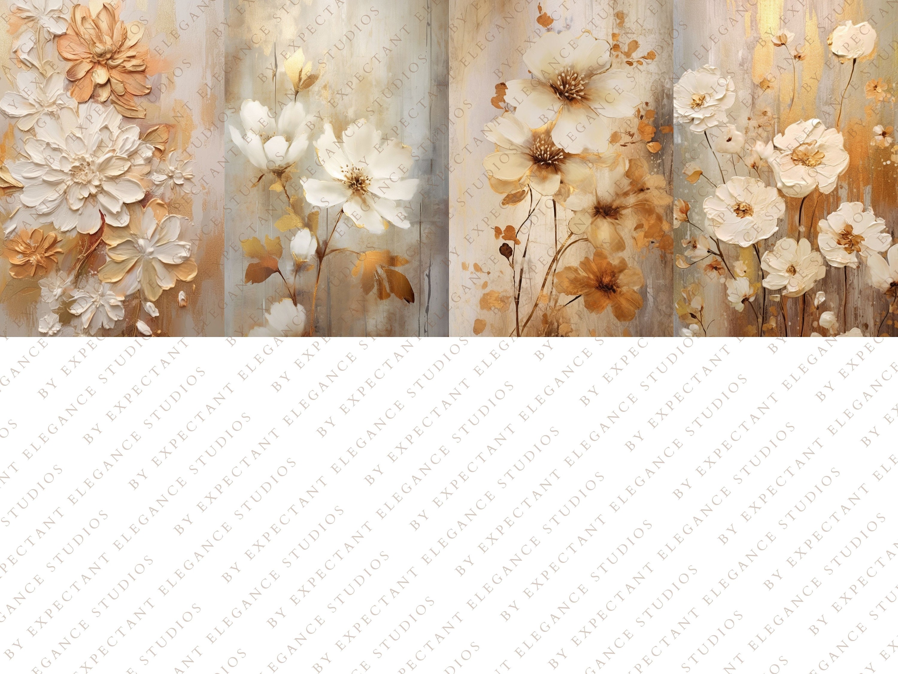 Floral Wall Oil Texture Overlay Paper Flower Skinny Canvas - Etsy