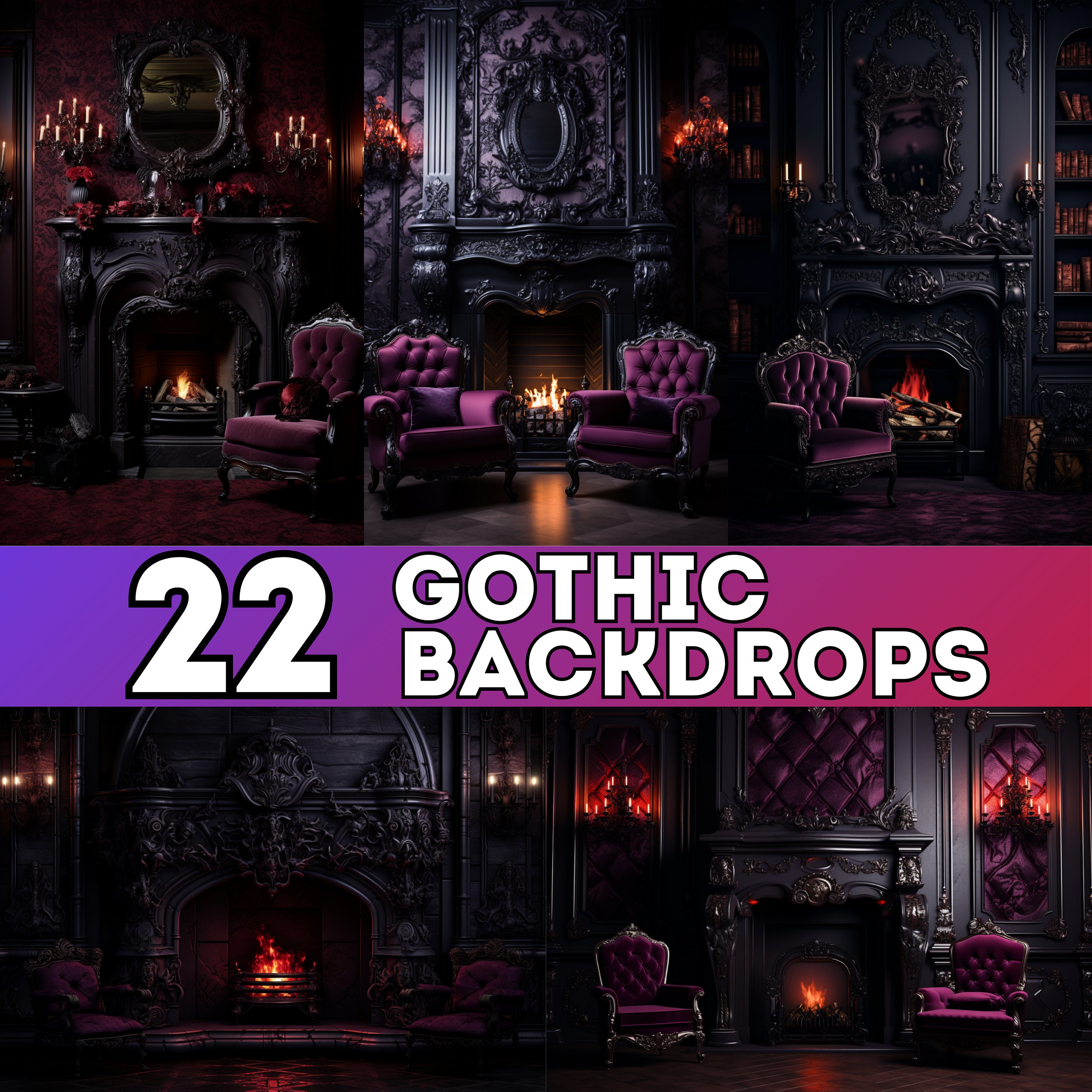 Gothic Castle Dark Halloween Vampire Digital Backdrop Maternity ...