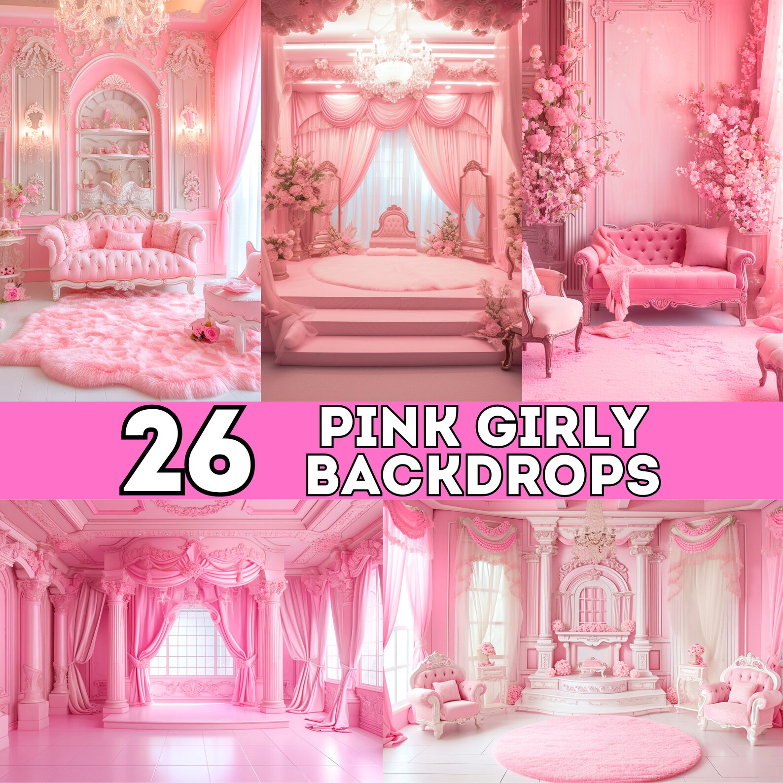 Pink Girly Digital Backdrop Maternity, Photoshop Background, Digital ...