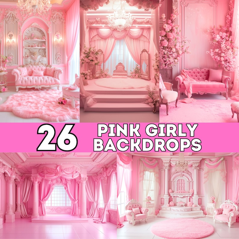 Pink Girly Digital Backdrop Maternity Photoshop Background Digital