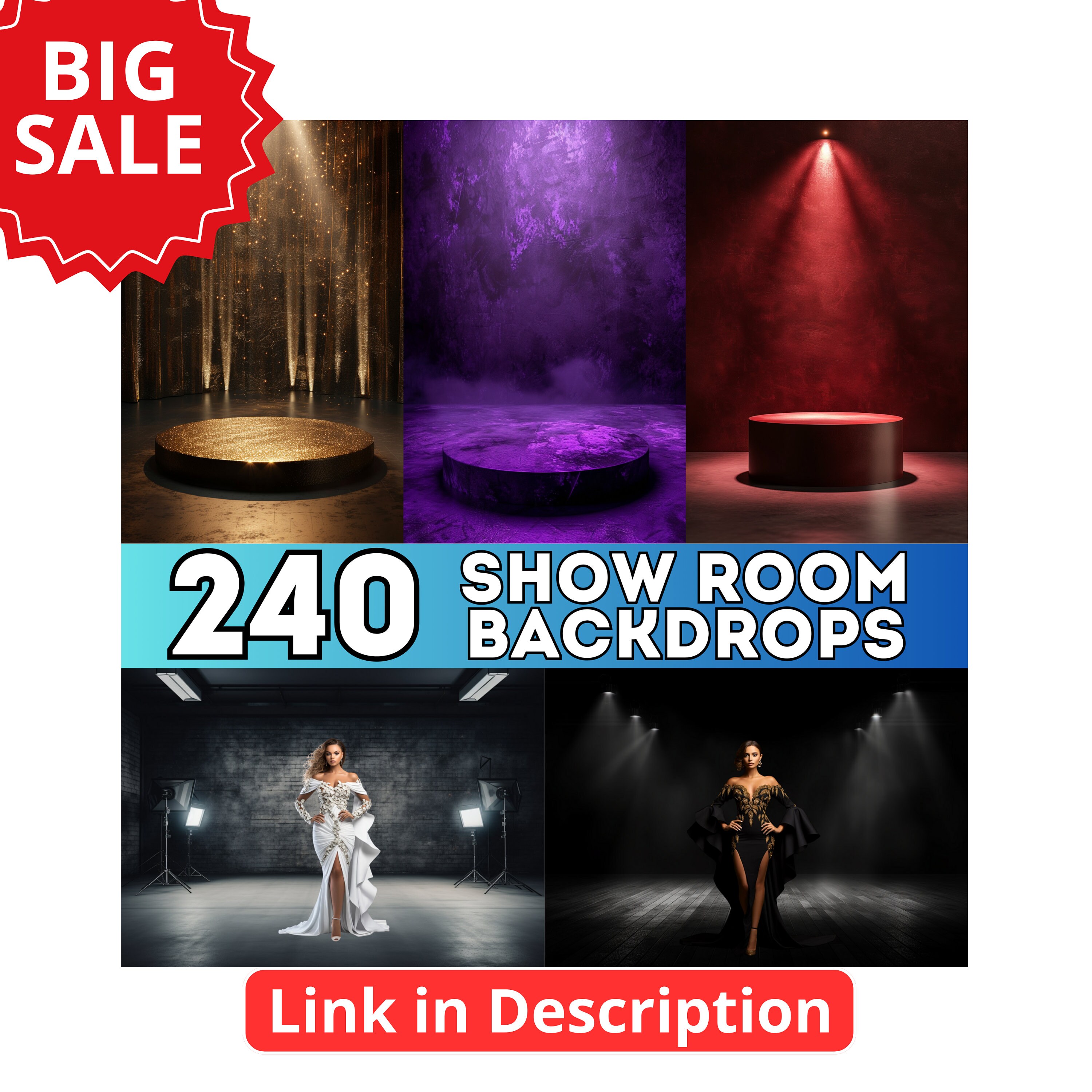 Fine Art Old Master Dark Blue Show Room Maternity Digital Backdrop ...