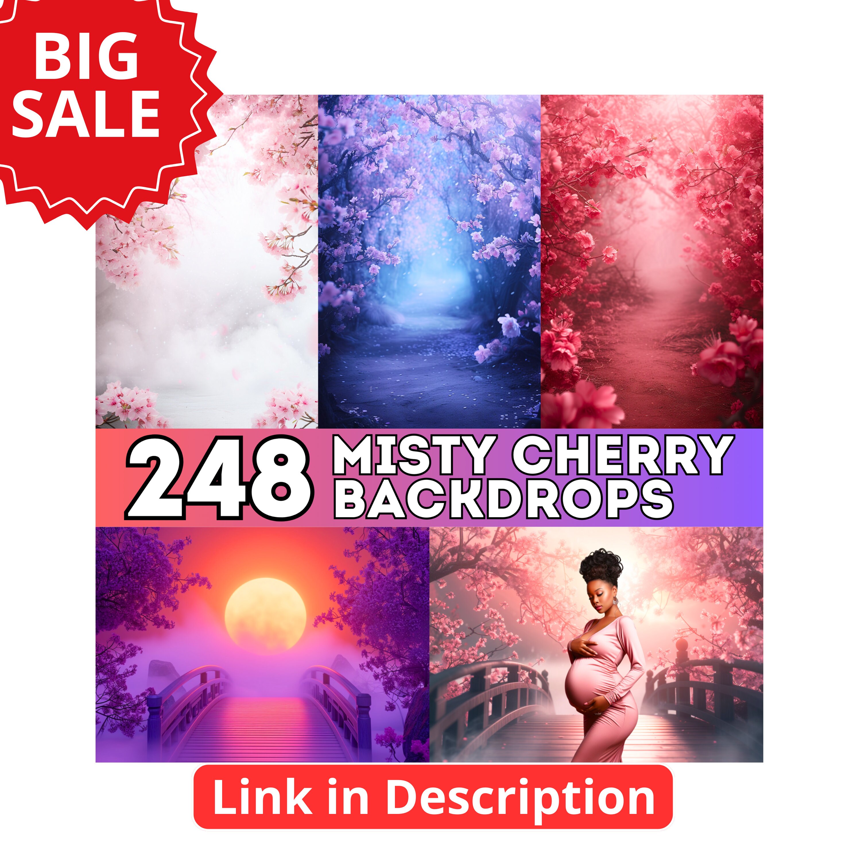 Pink Floral Fog Digital Backdrop Maternity, Photoshop Background ...