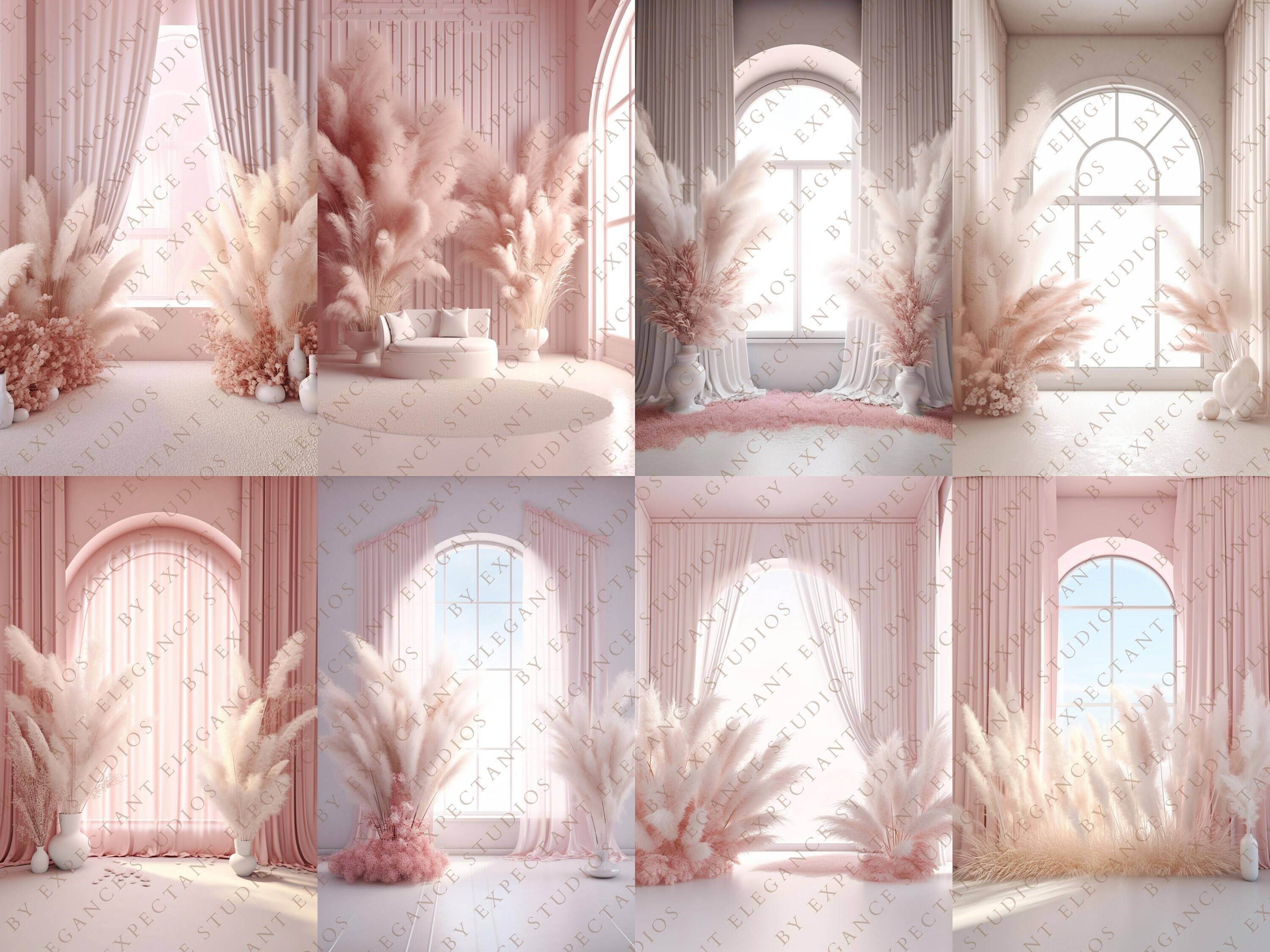 Boho Pink Digital Backdrop Maternity Wedding, Photography Background ...