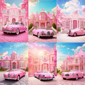 Pink Girly Car Digital Backdrop Maternity, Photoshop Background ...