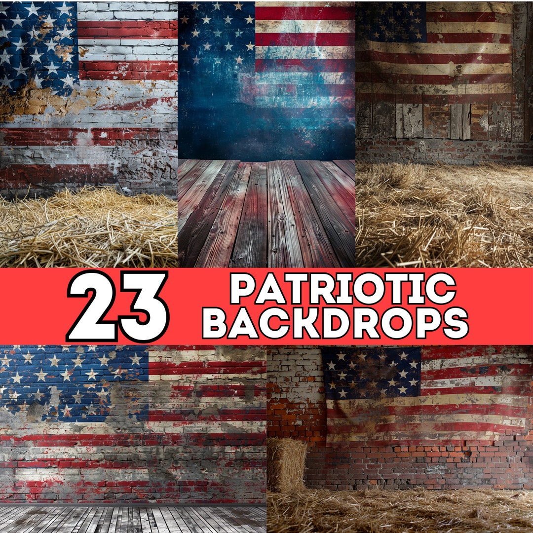 Patriotic Independence Day USA Flag Rustic 4th of July Digital Backdrop ...