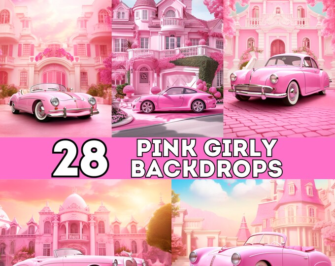 Pink Girly Car Digital Backdrop Maternity, Photoshop Background ...