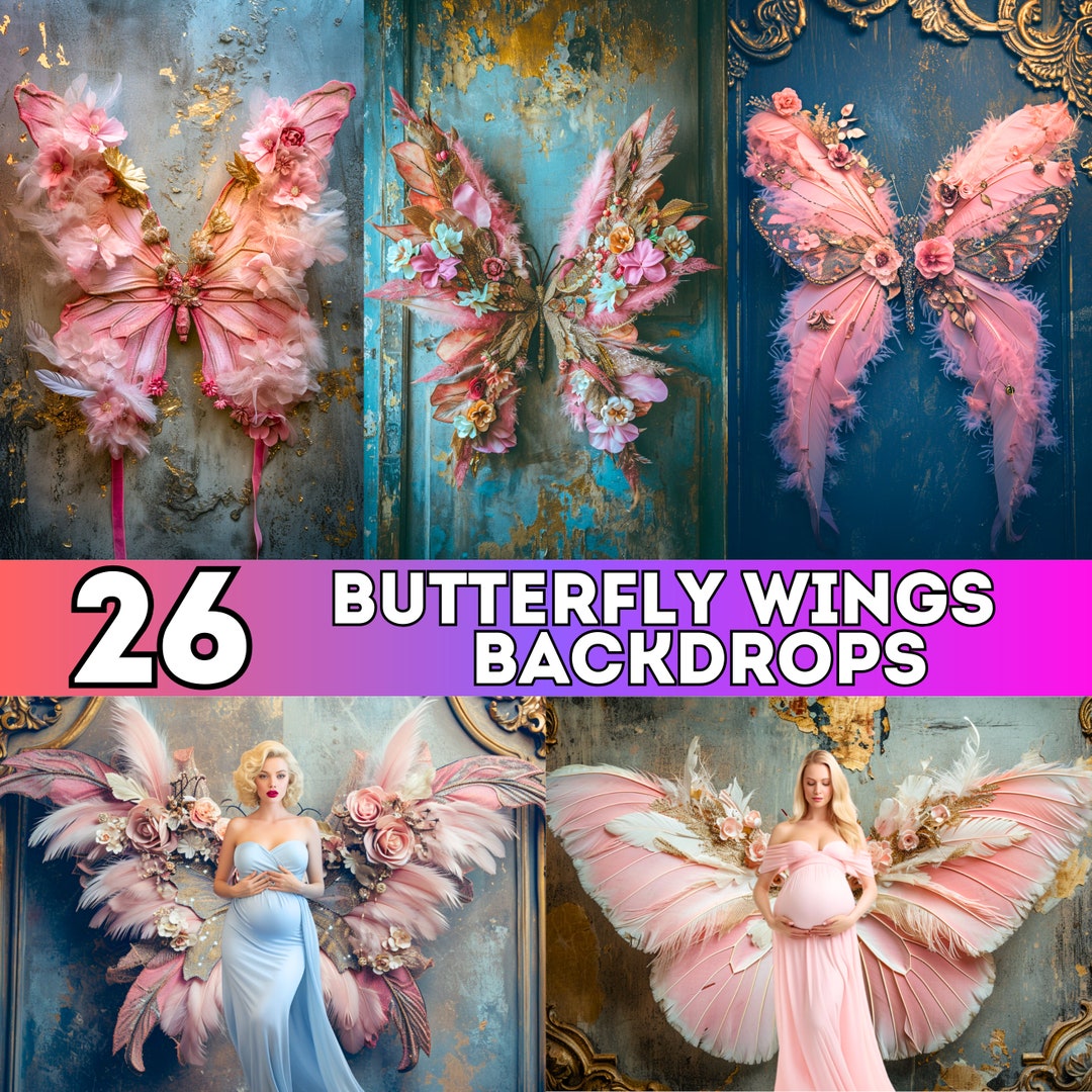 Butterfly Wings Vintage Digital Backdrop Maternity, Photoshop ...