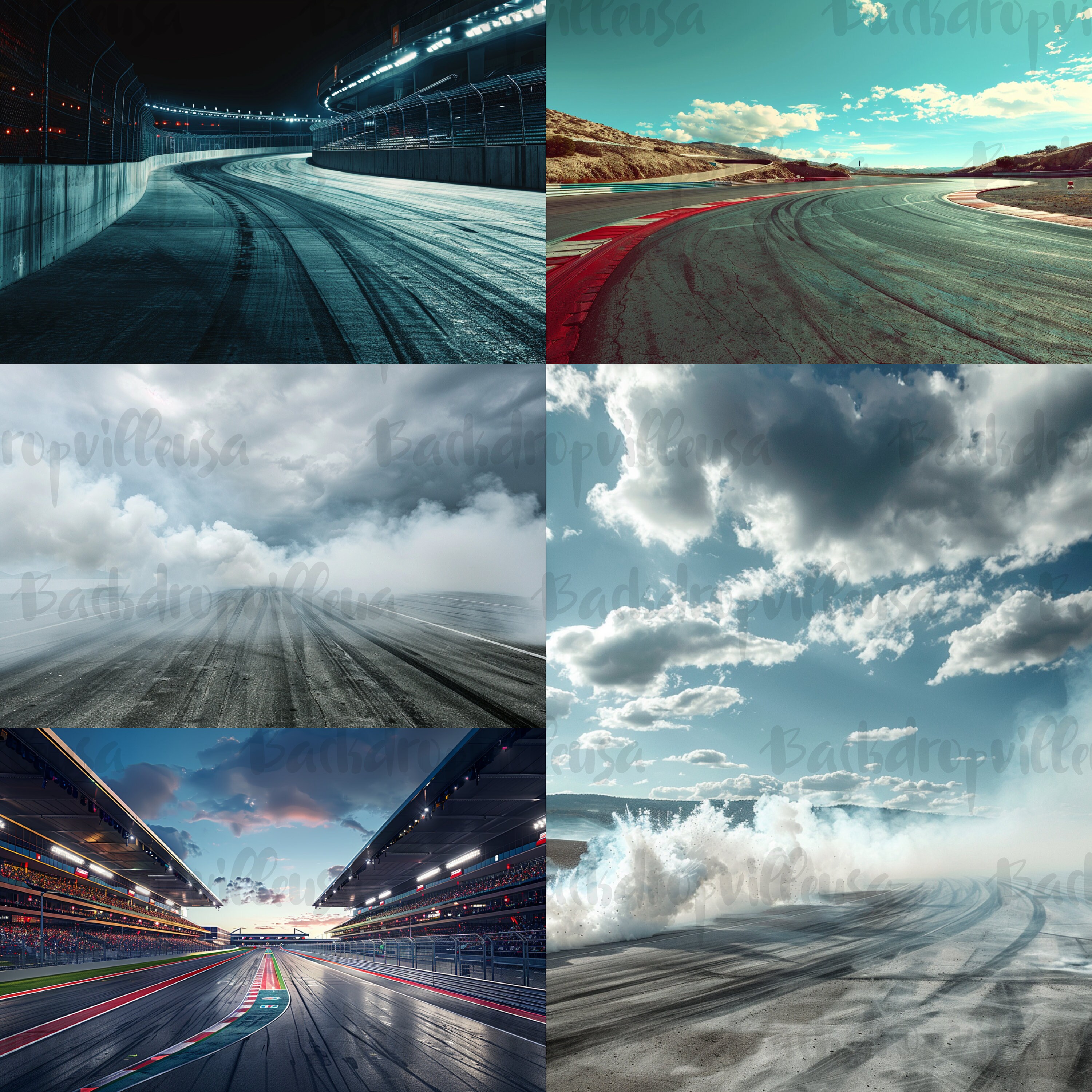 Racetrack Drift Sport Digital Backdrop, Photoshop Background, Digital ...