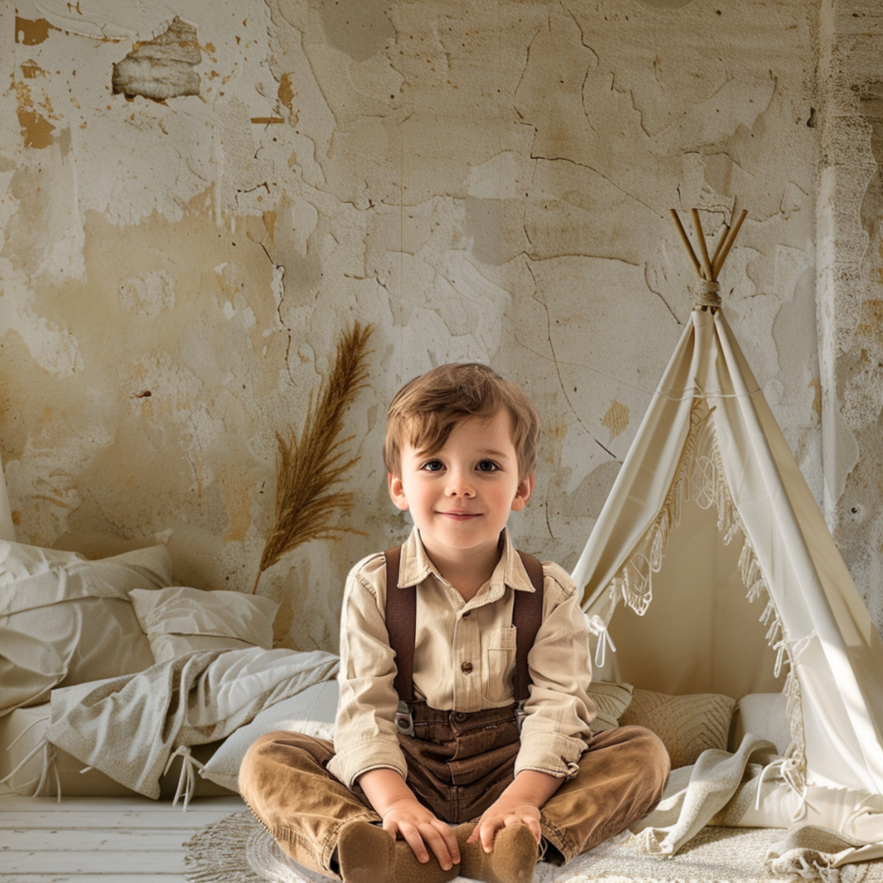 Toddler Kids Boho Bundle Digital Backdrop Boy Cake Smash Digital ...