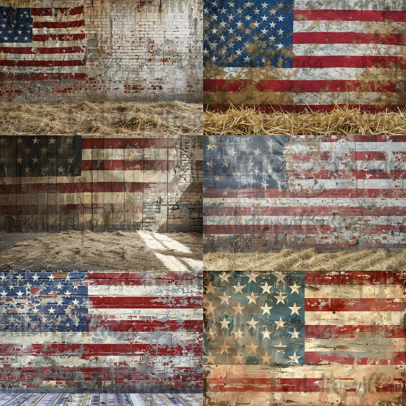 Patriotic Independence Day USA Flag Rustic 4th of July Digital Backdrop ...