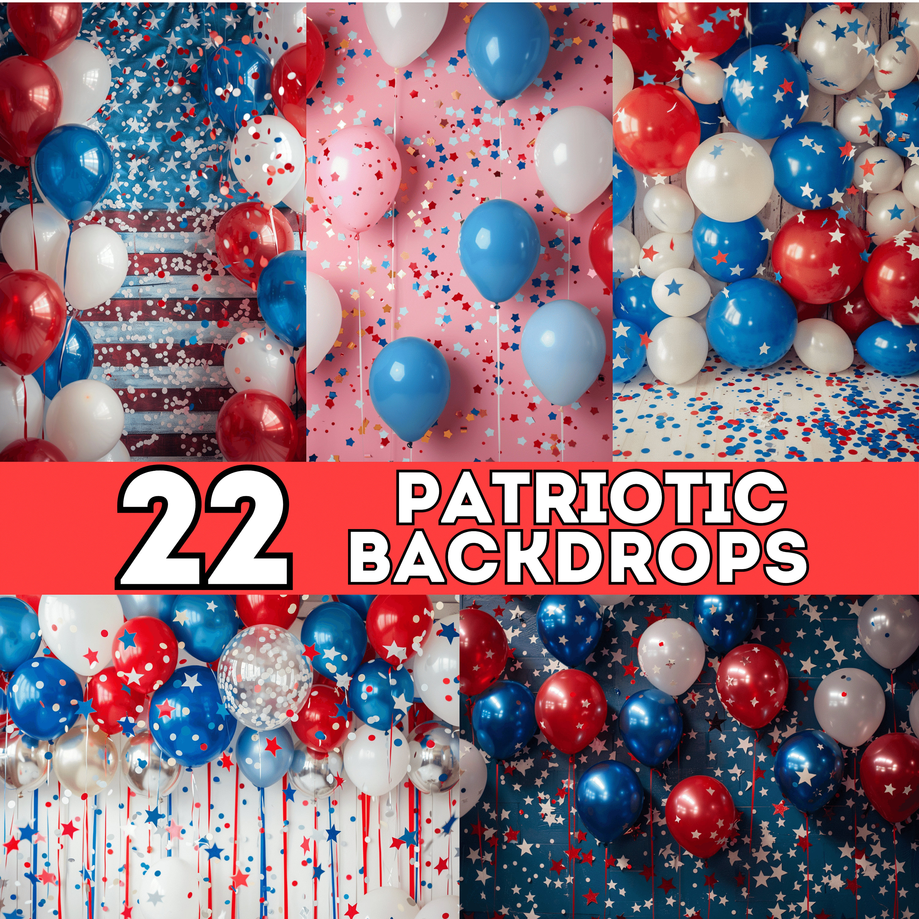 Bundle Patriotic Independence Day 4th of July Digital Backdrop ...