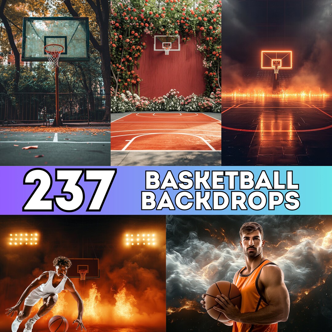 Basketball Smoke Fire Sport Bundle Digital Backdrop, Photoshop ...