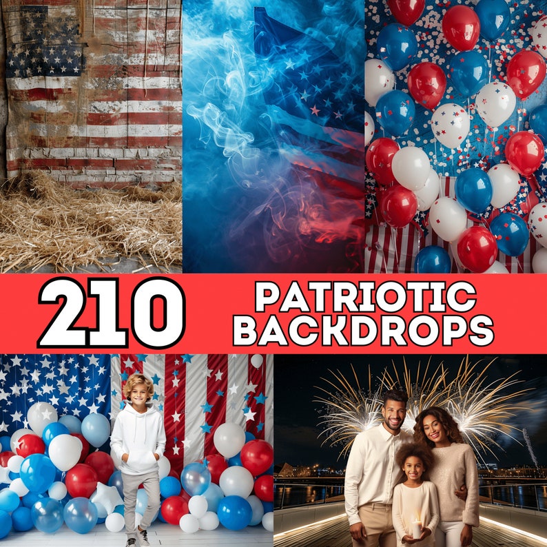 Bundle Patriotic Independence Day 4th of July Digital Backdrop ...