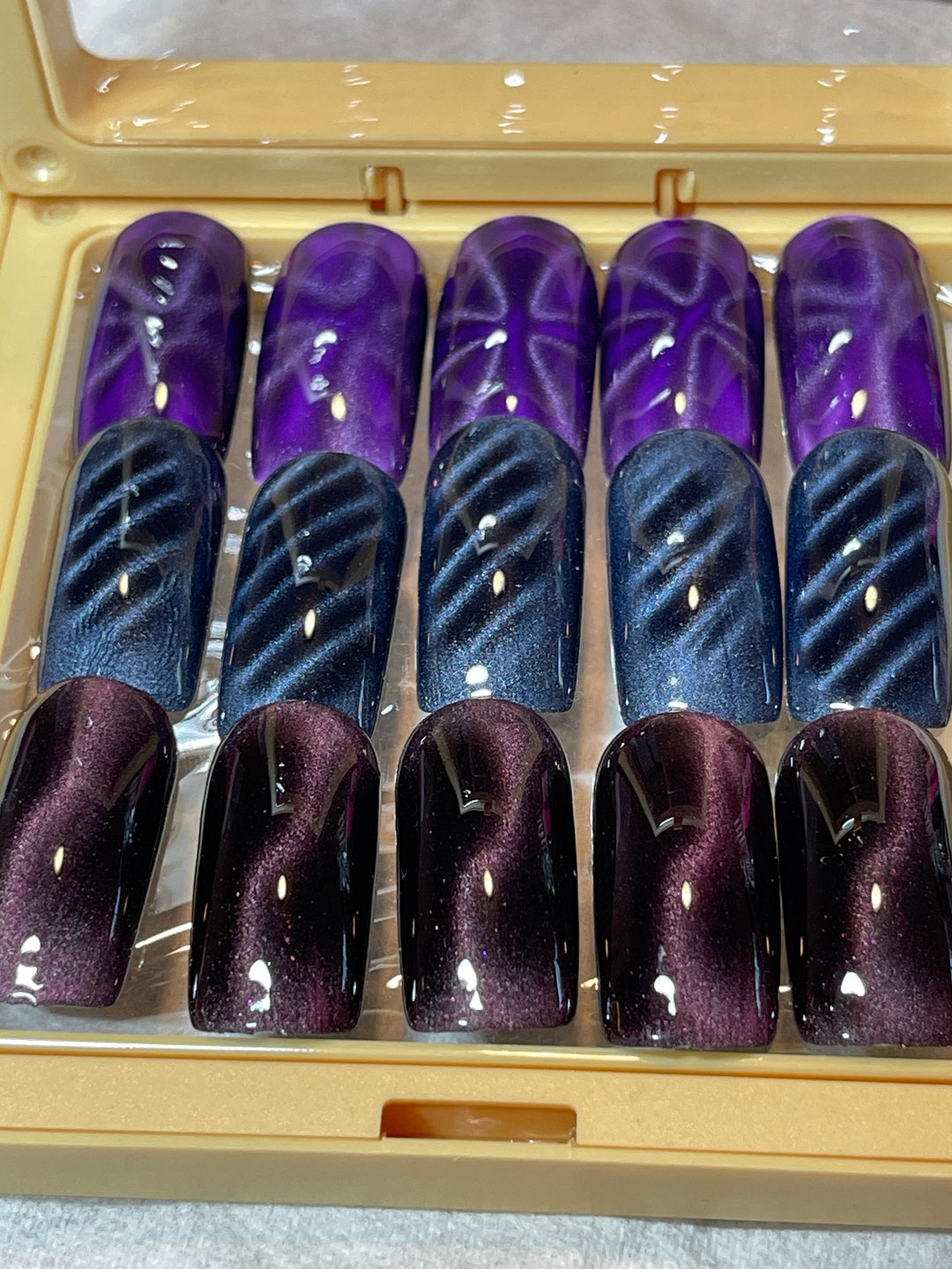 Medium Square 3 Different Colors Choose a Color, Cat Eye Nails | Purple ...
