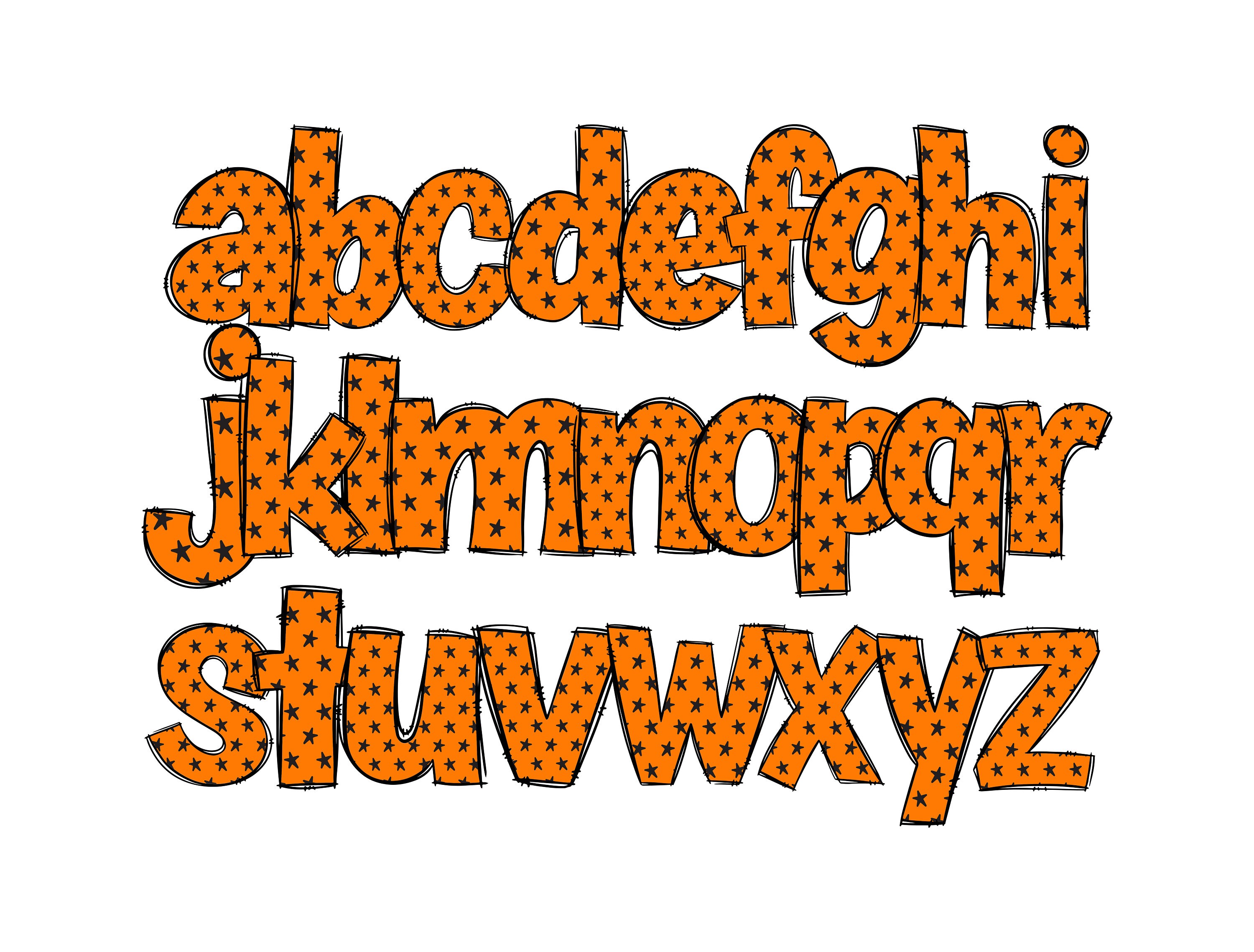 Black and Orange Stars Alphabet Letters PNG Bundle Fall - Etsy