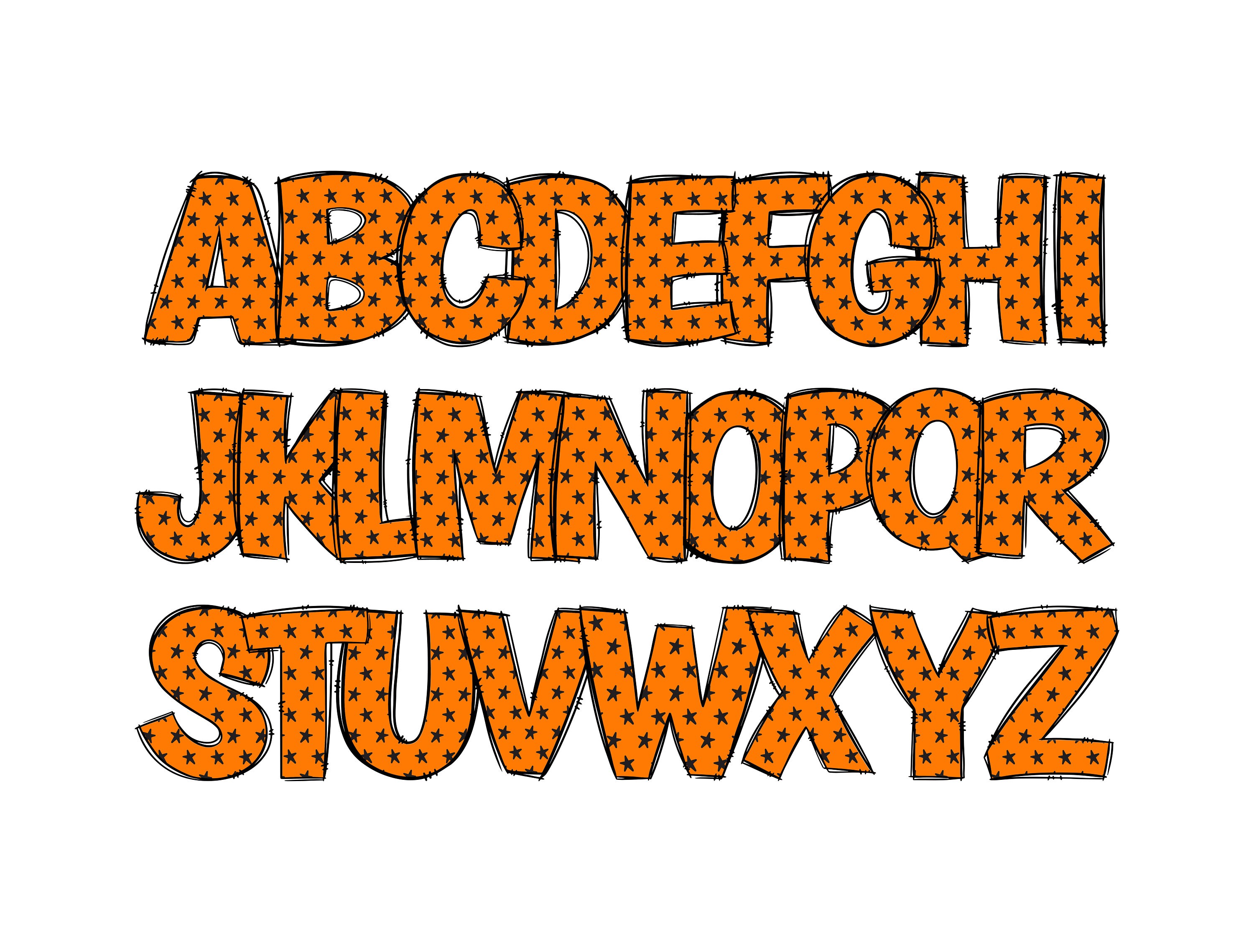 Black and Orange Stars Alphabet Letters PNG Bundle Fall - Etsy