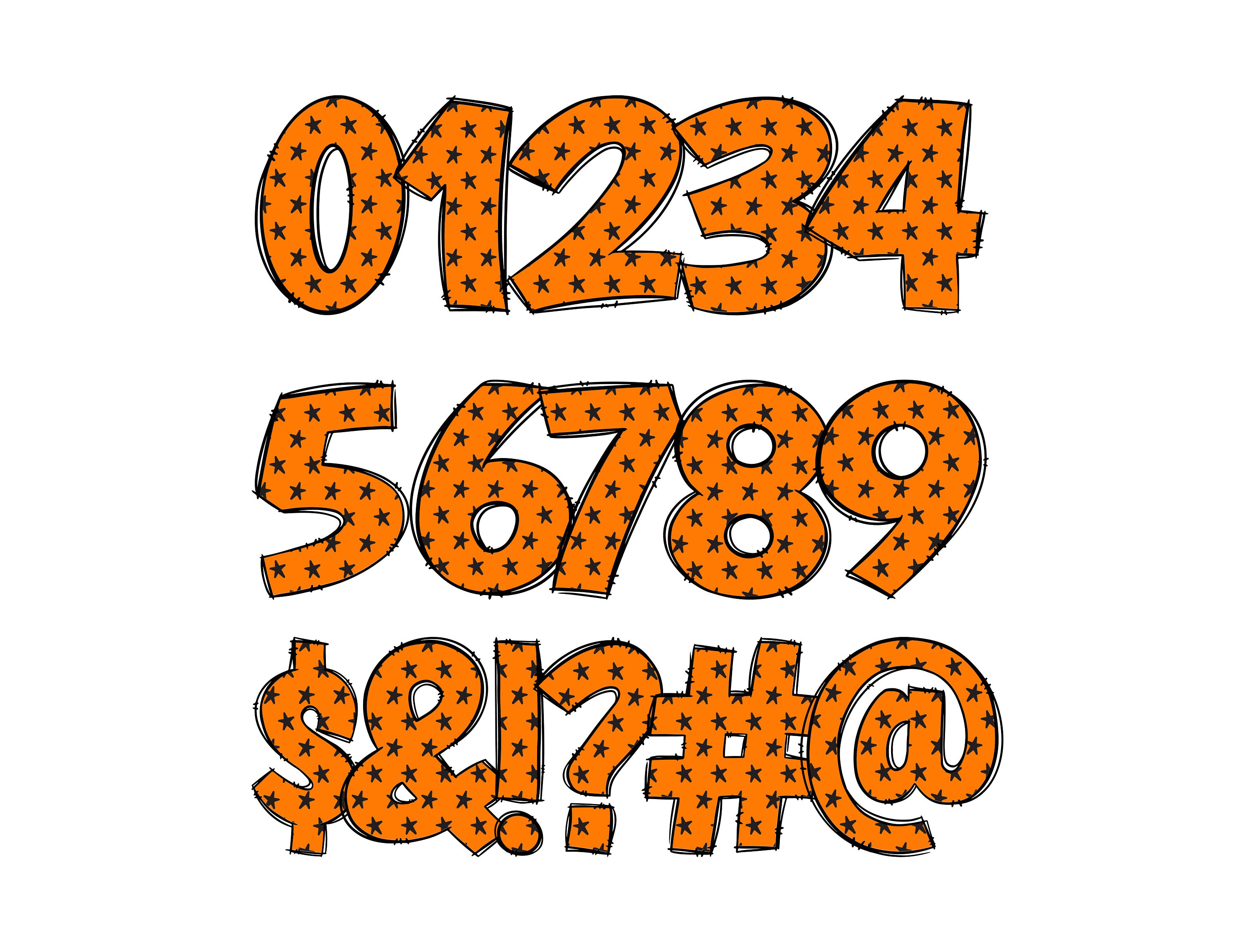 Black and Orange Stars Alphabet Letters PNG Bundle Fall - Etsy
