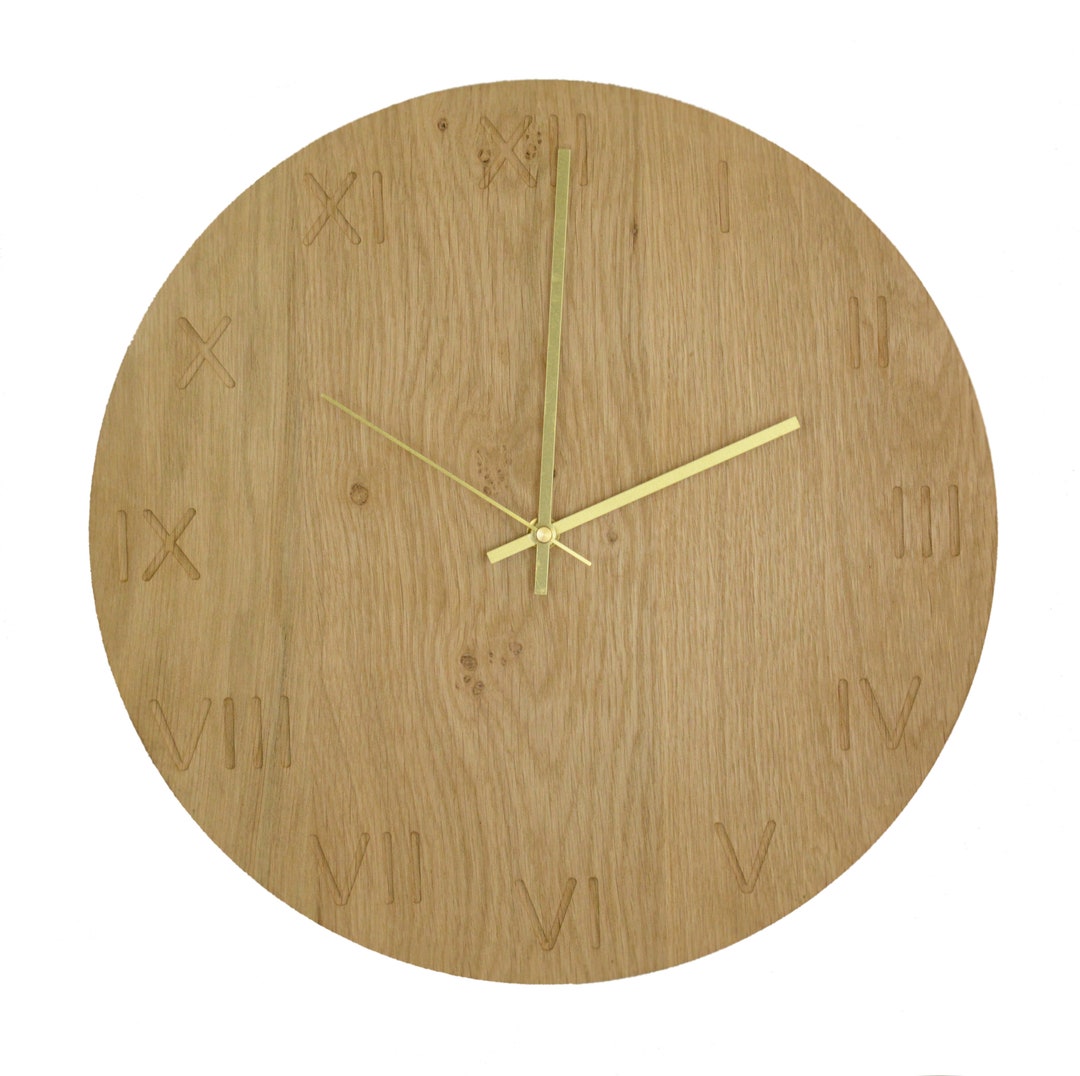 Roman Numeral Clock, Solid Oak, Colorless Polish - Etsy