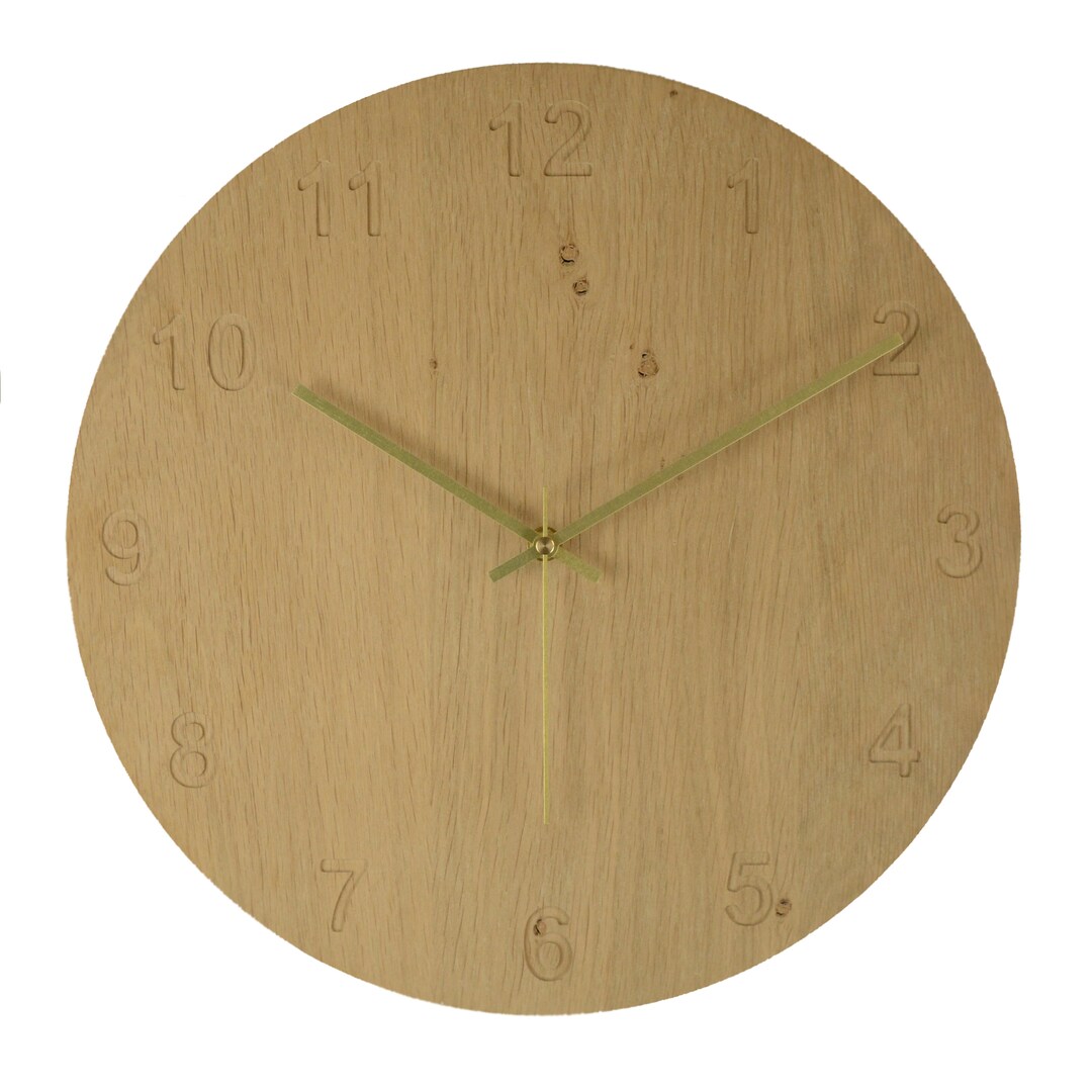 Arabic Numeral Clock, Solid Oak, Colorless Polish - Etsy