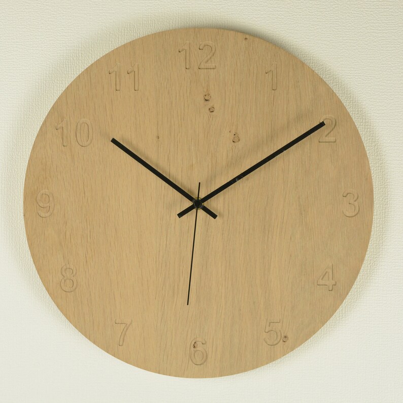 Arabic Numeral Clock, Solid Oak, Colorless Polish - Etsy