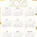Printable 2025 Calendar, Gold Minimalist Sheet Year Calendar, Printable ...