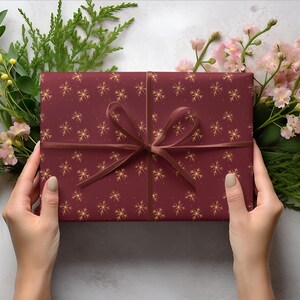 Dark Red Christmas Wrap Paper, Matte Glossy Dark Red Gift Wrap Paper ...