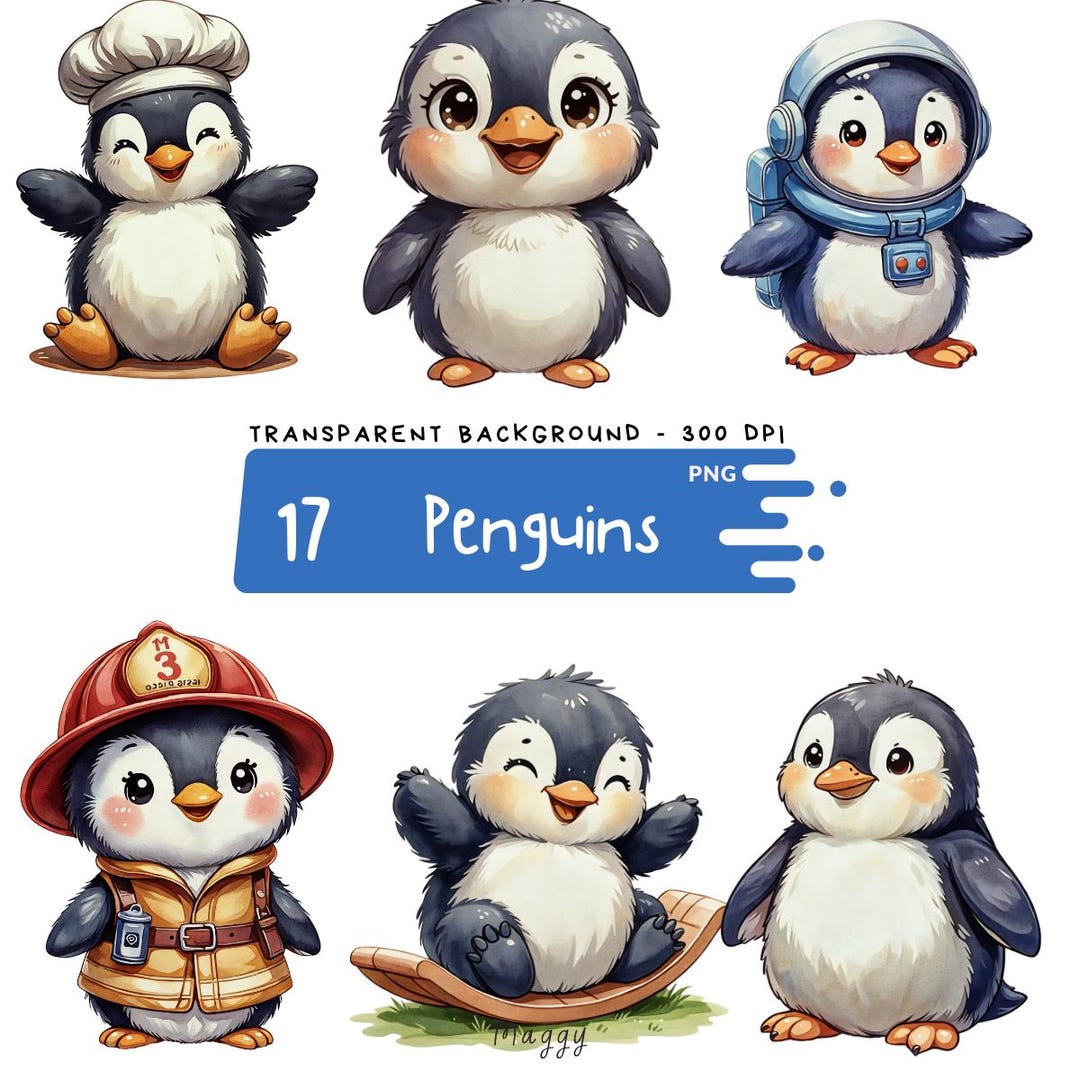 Penguins Clipart PNG - Watercolor - Penguins Animals PNG - Winter ...