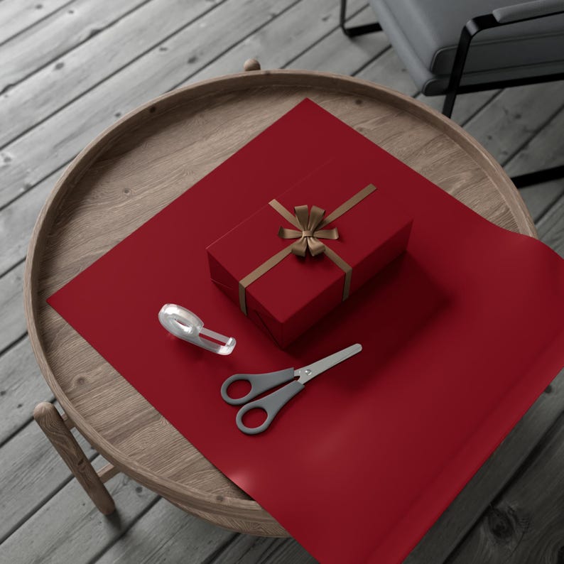 Deep Red Gift Wrap Paper Rolls Matte Glossy Deep Red Wrap Silver ...