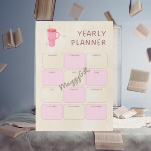Cute Pink Yearly Planner Printable PDF for Girls Elegant Goal Setting ...