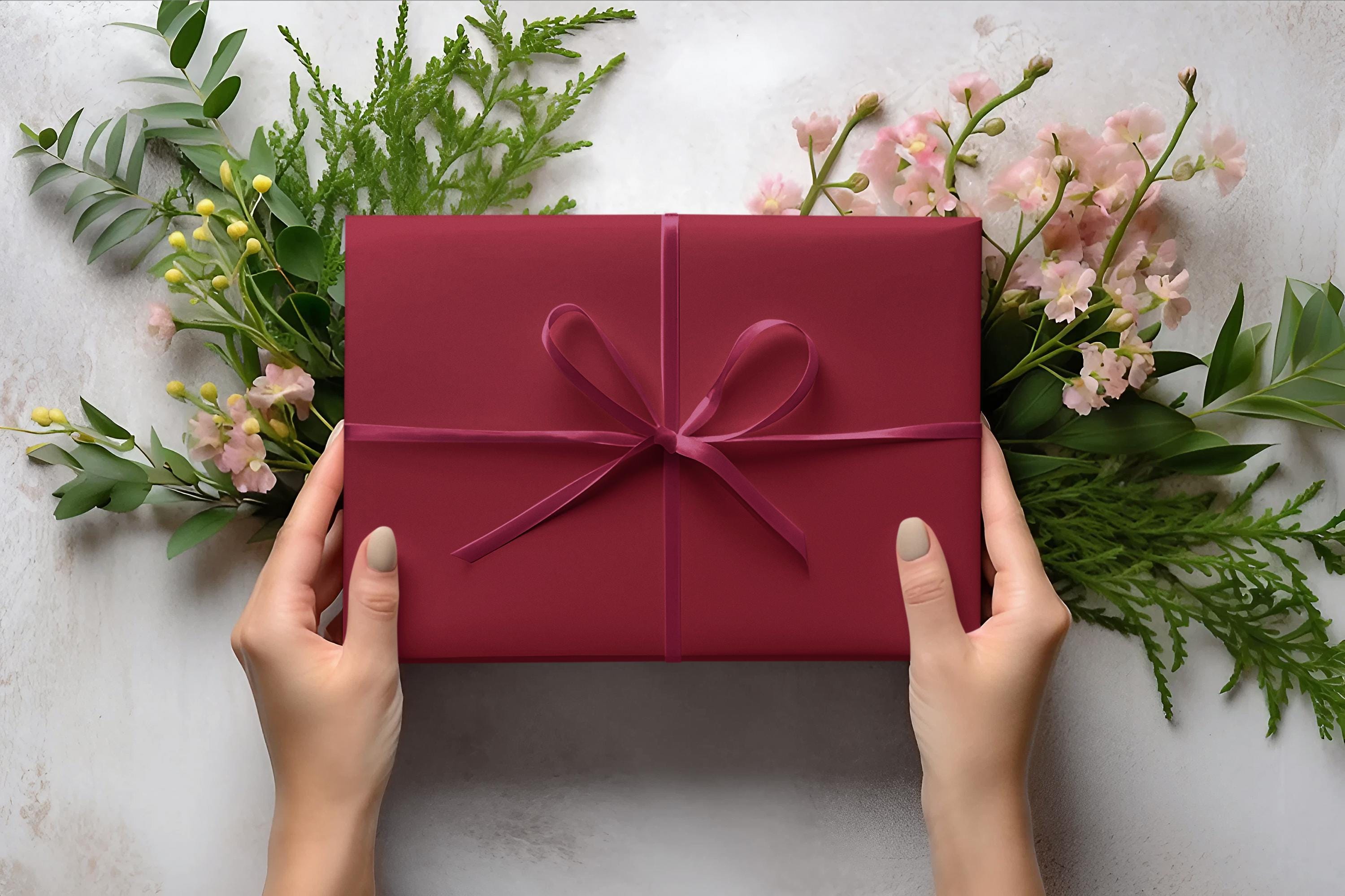 Deep Red Gift Wrap Paper Rolls Matte Glossy Deep Red Wrap Silver ...