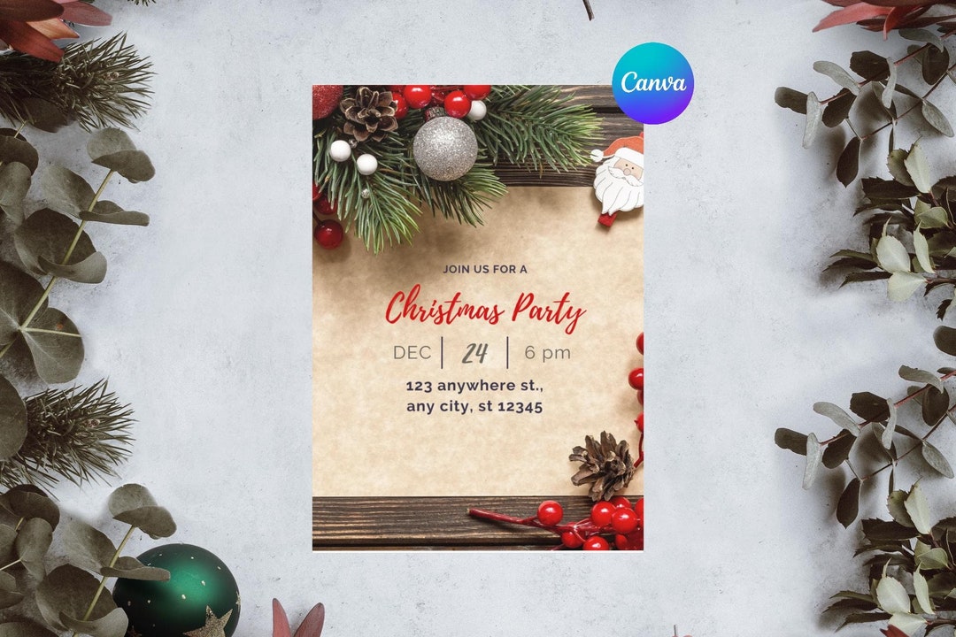 Vintage Letter Christmas Party Invitation, Christmas Party Invite ...