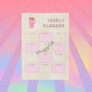 Cute Pink Yearly Planner Printable PDF for Girls Elegant Goal Setting ...