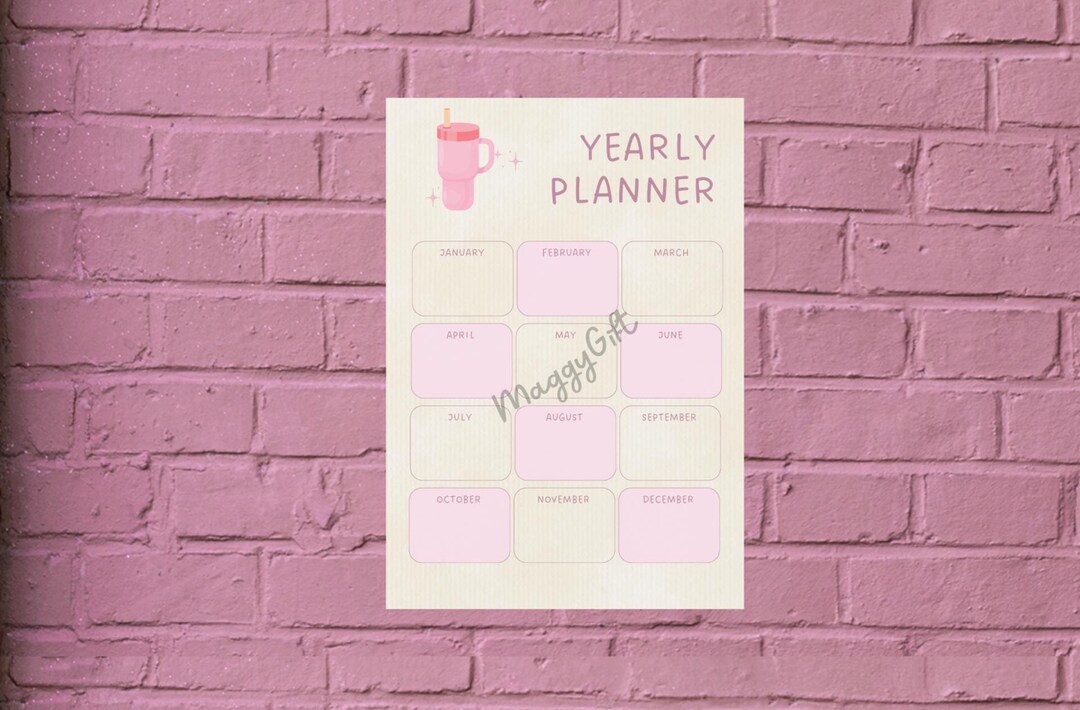 Cute Pink Yearly Planner Printable PDF for Girls Elegant Goal Setting ...