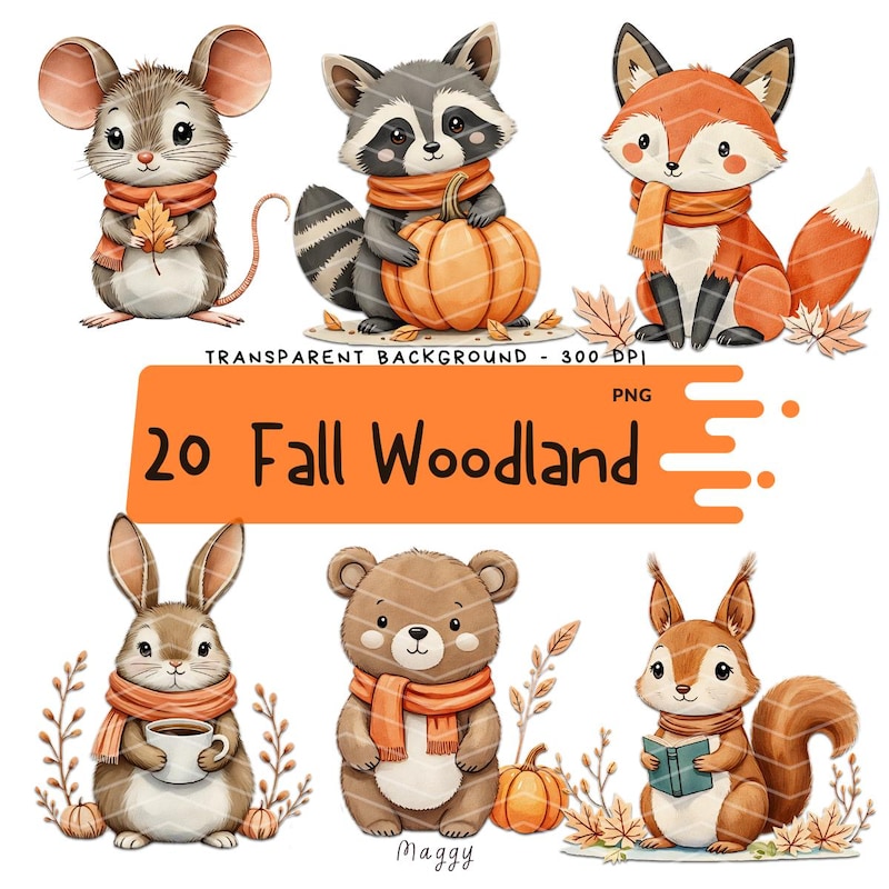 Fall Animals Clipart - Etsy
