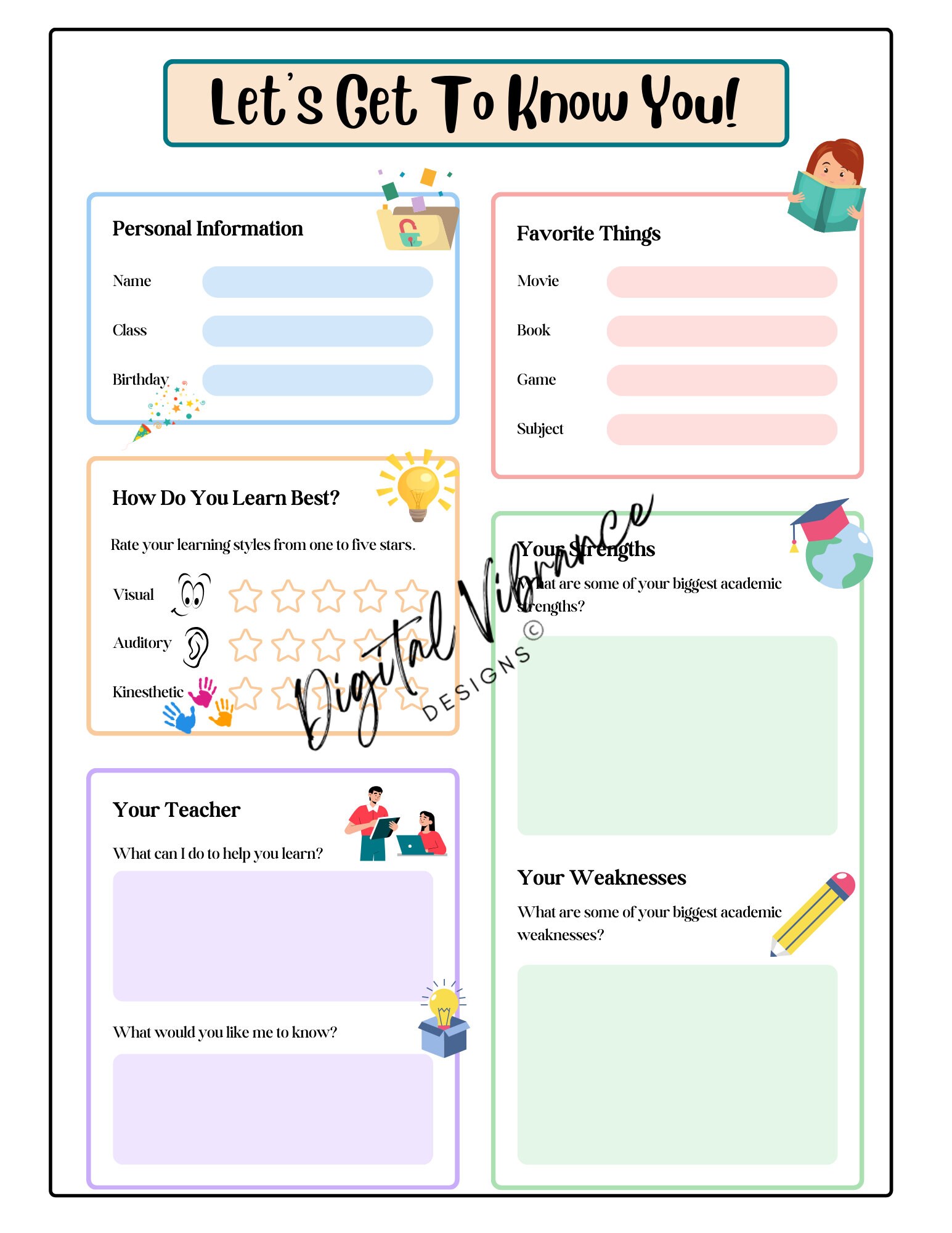 All About Me & My Family Printable Worksheets for School, Digital ...
