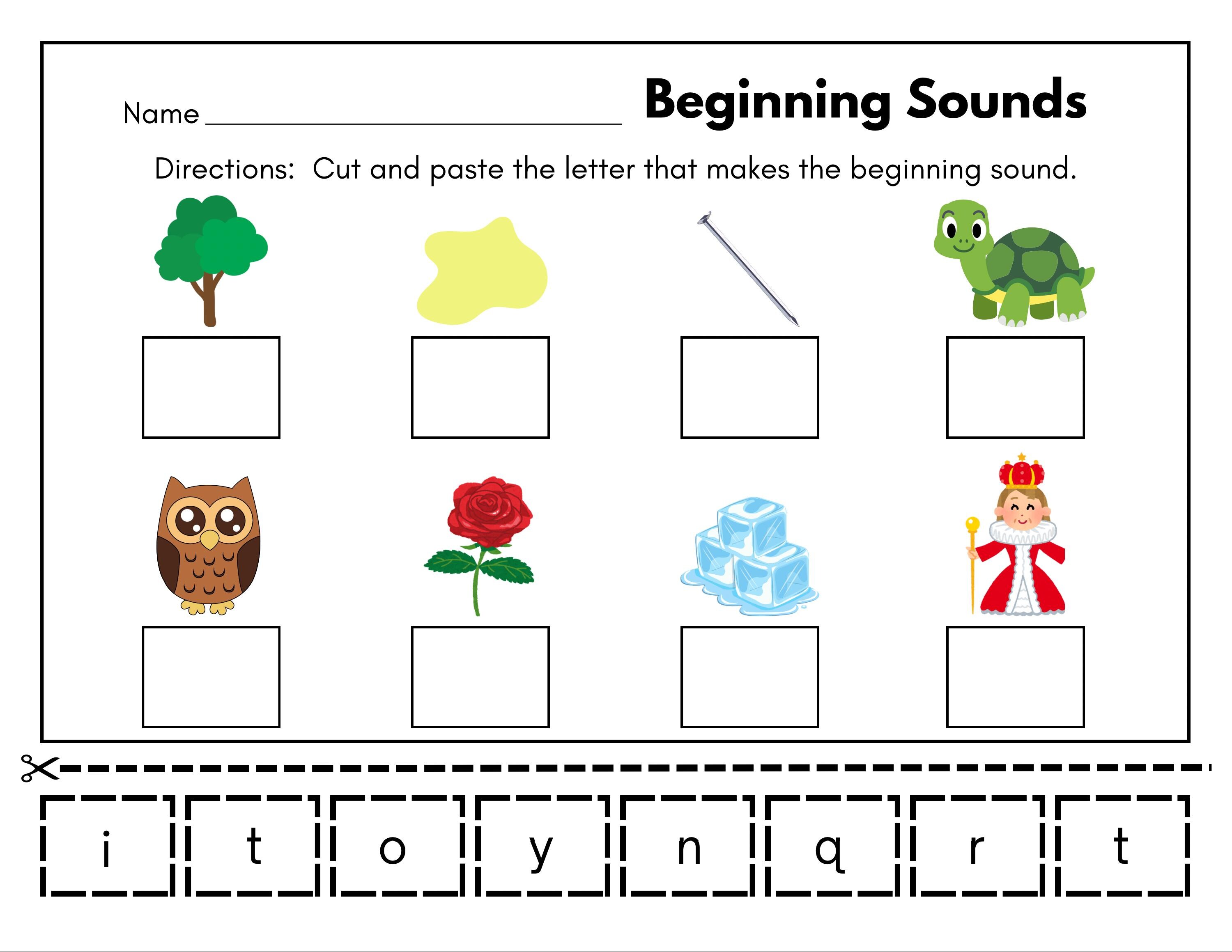 Beginning Sounds Printable Worksheet's - Etsy