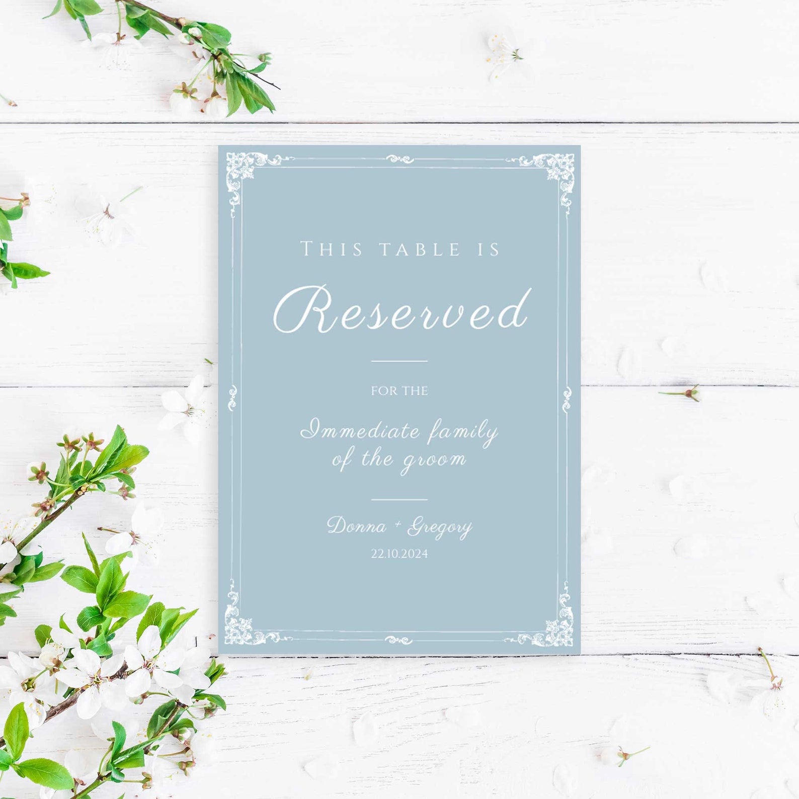 Reserved Sign Template, Printable Invitation, Wedding Invitation, Edit ...