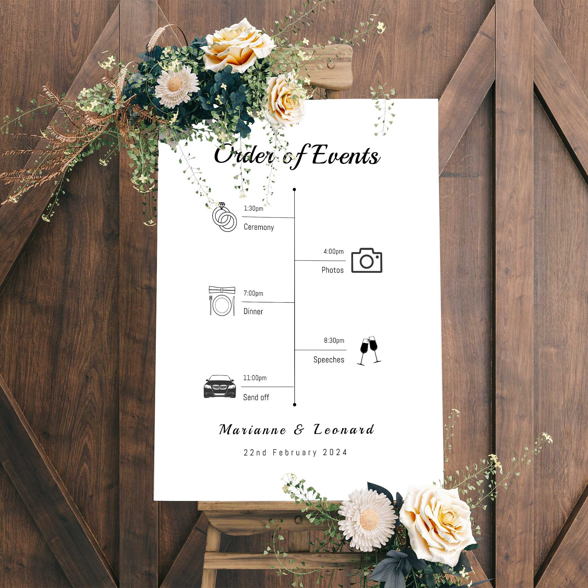 Wedding Order of Events Template, Timeline Template, Wedding Sign ...